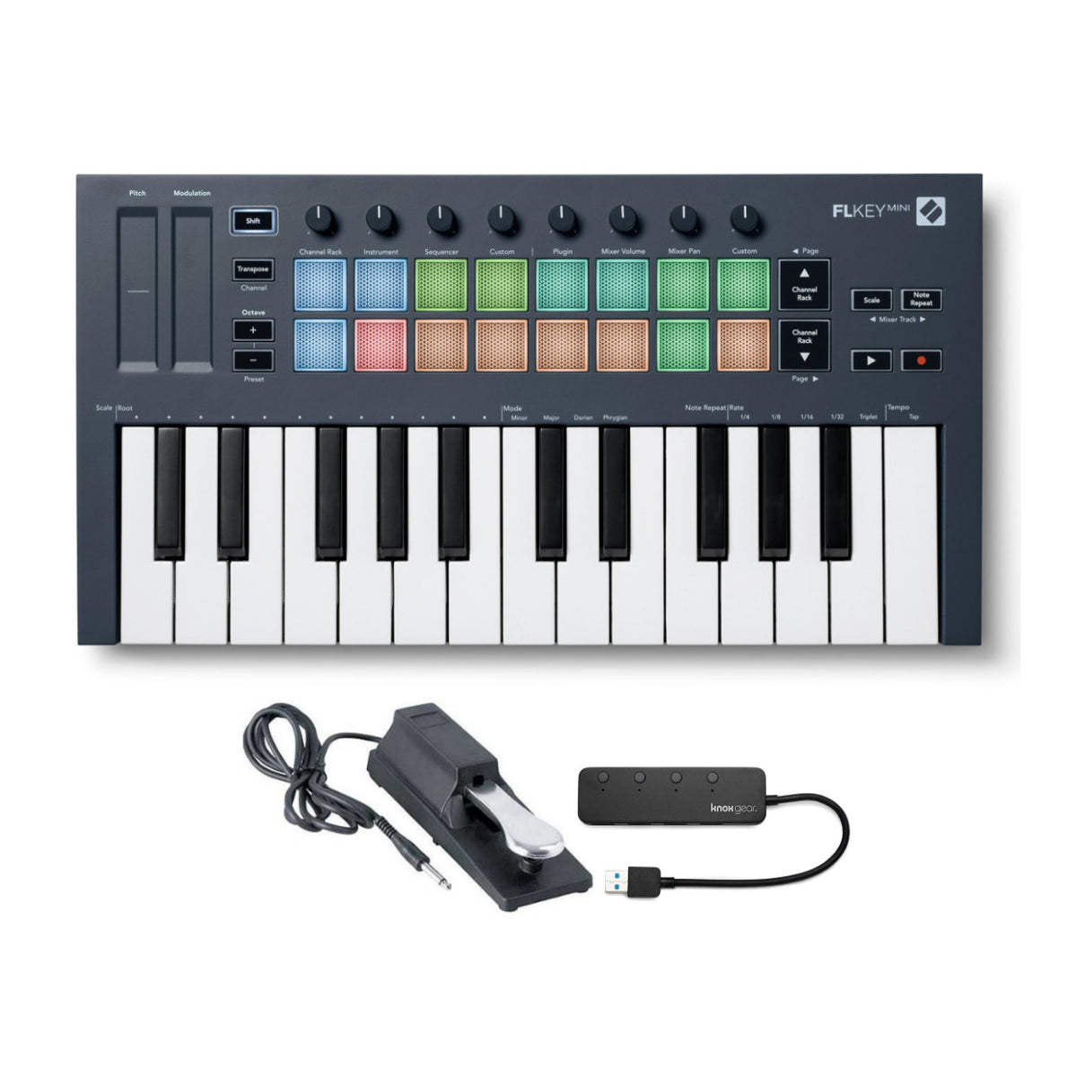 Novation FLkey Mini MIDI Keyboard Controller for FL Studio w/ Pedal an ...