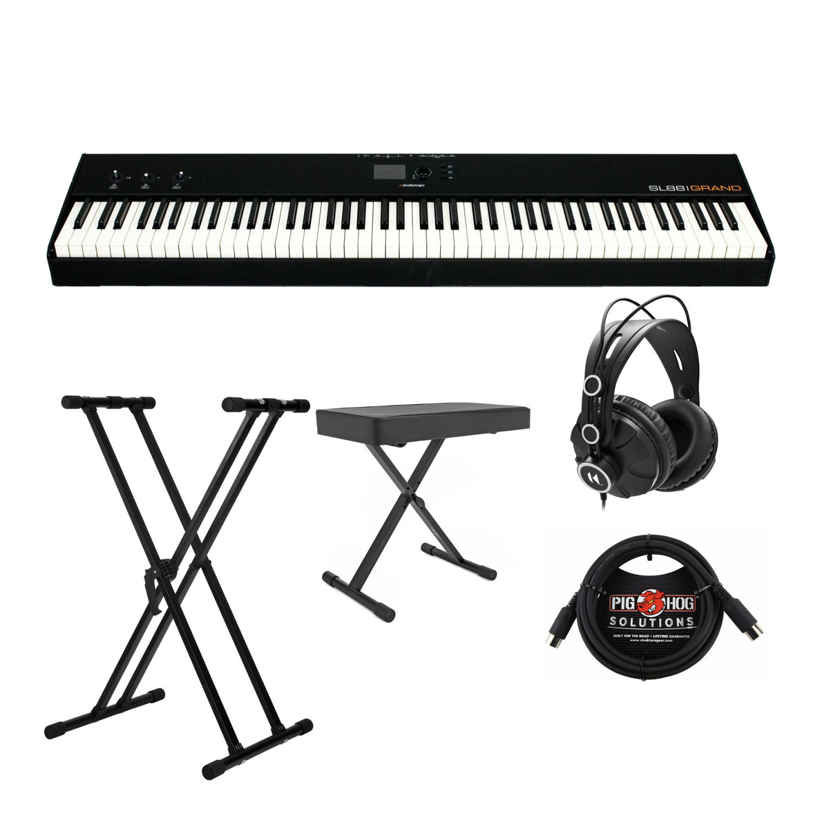 StudioLogic SL88 Studio 88-Key Keyboard with Stand, Bench, Headphones ...
