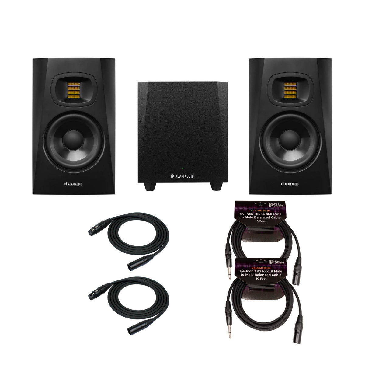 ADAM Audio T7V Monitor (Pair) with ADAM Audio T10S Subwoofer and Cable ...