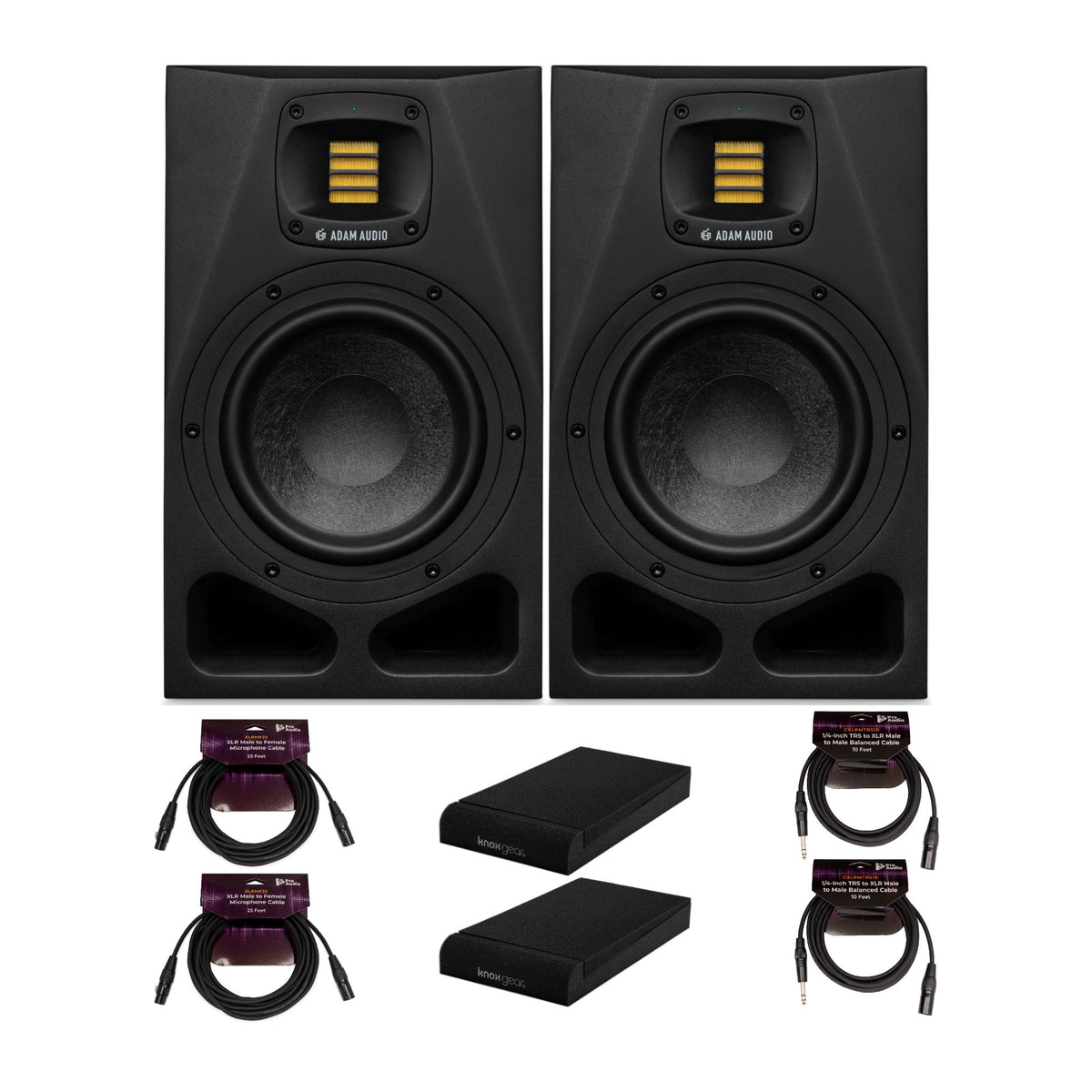 Adam Audio A4V Powered Two Way Studio Monitor 2 Pack with Isolation Pa ...