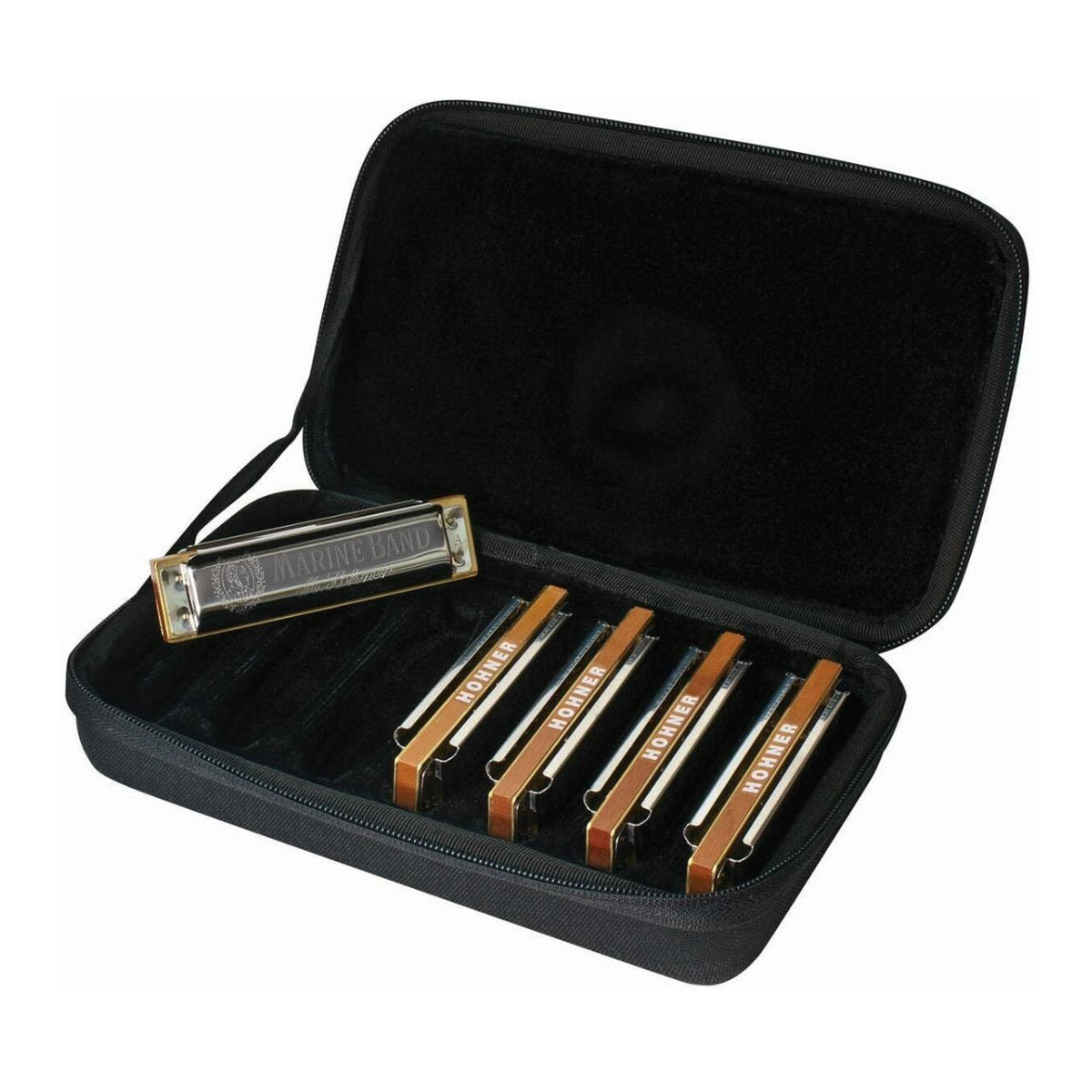 Hohner Marine Band 1896 Stainless Steel Harmonica with Brass Body 5 Pa ...