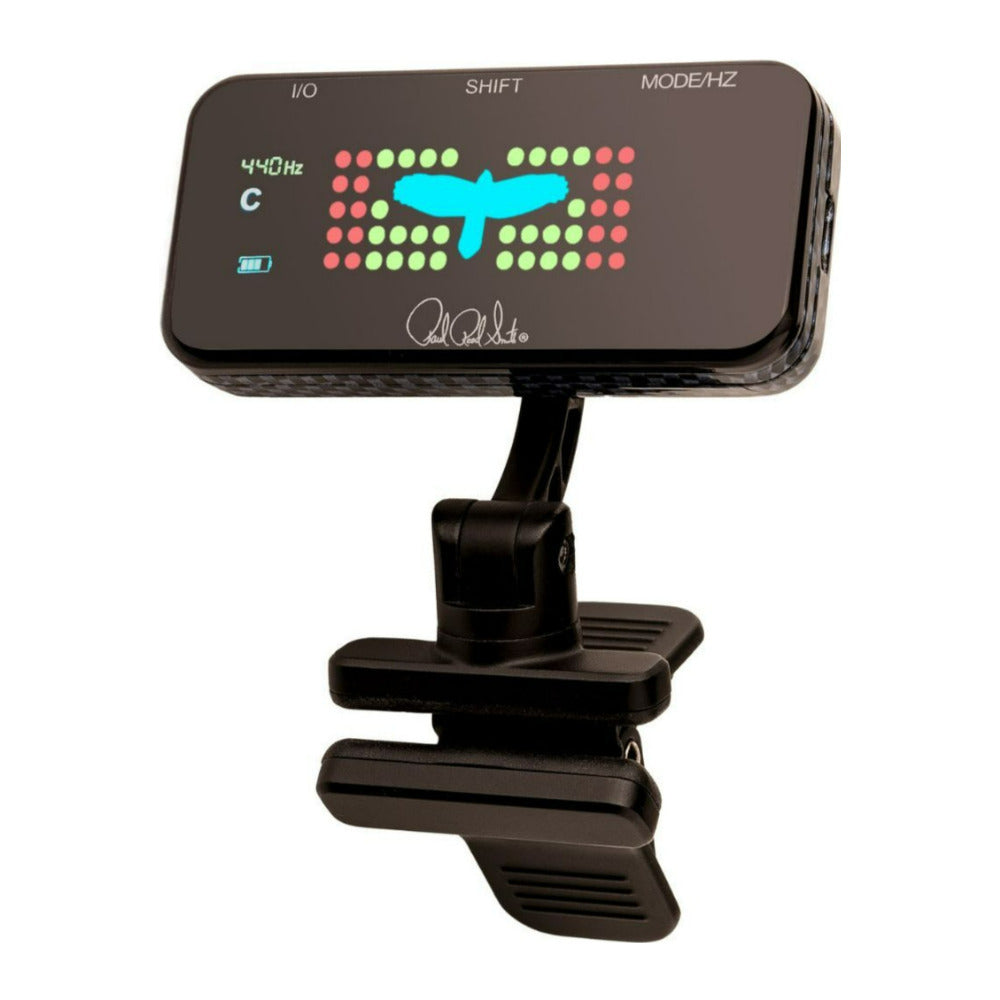 PRS USB Rechargeable Clip On Black Headstock Tuner with No Slip Rubber ...