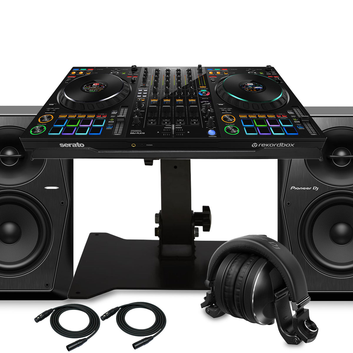 Pioneer DJ DDJ FLX10 4 Deck Black DJ Controller with Headphones Bundle ...