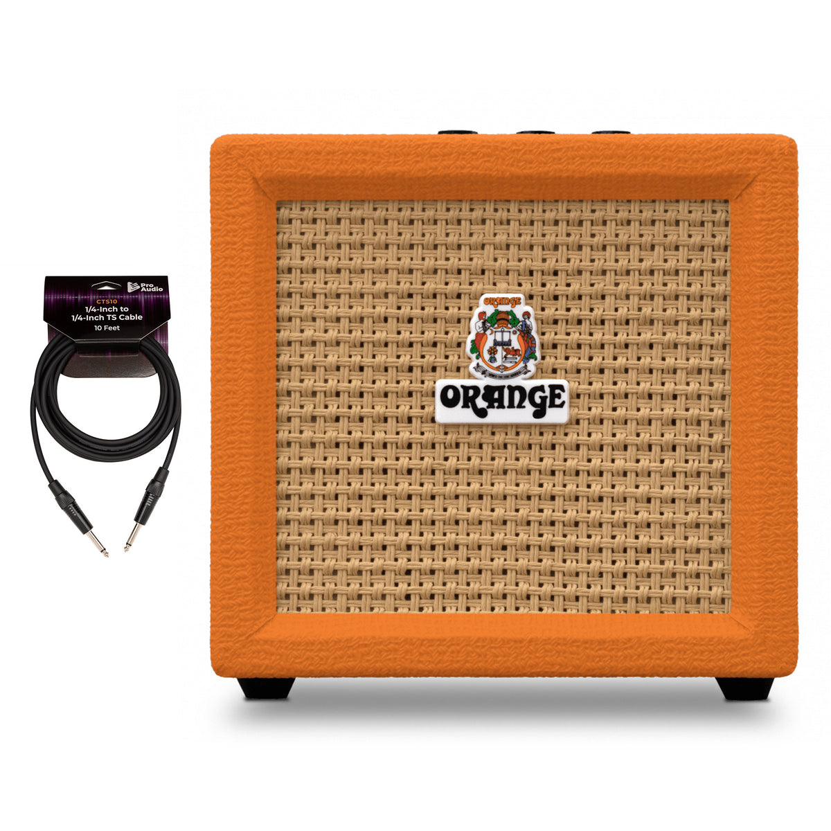 Orange Amps Crush Mini Analog Guitar Amplifier (3W) with 10 ft Instrum ...